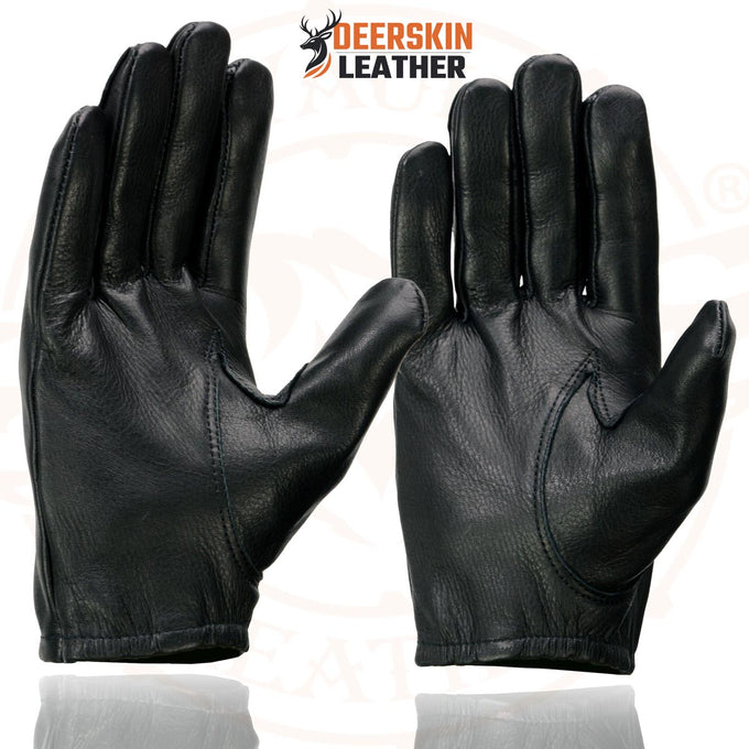 Milwaukee Leather SH887 Men s Black Unlined Deerskin Lightweight Motorcycle Hand Gloves W Short Wrist and Sinch Closure